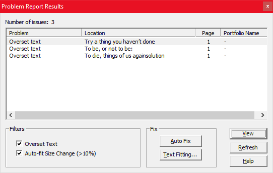 Problem report