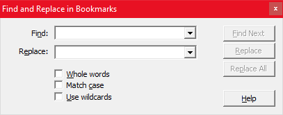 Find and replace in bookmarks